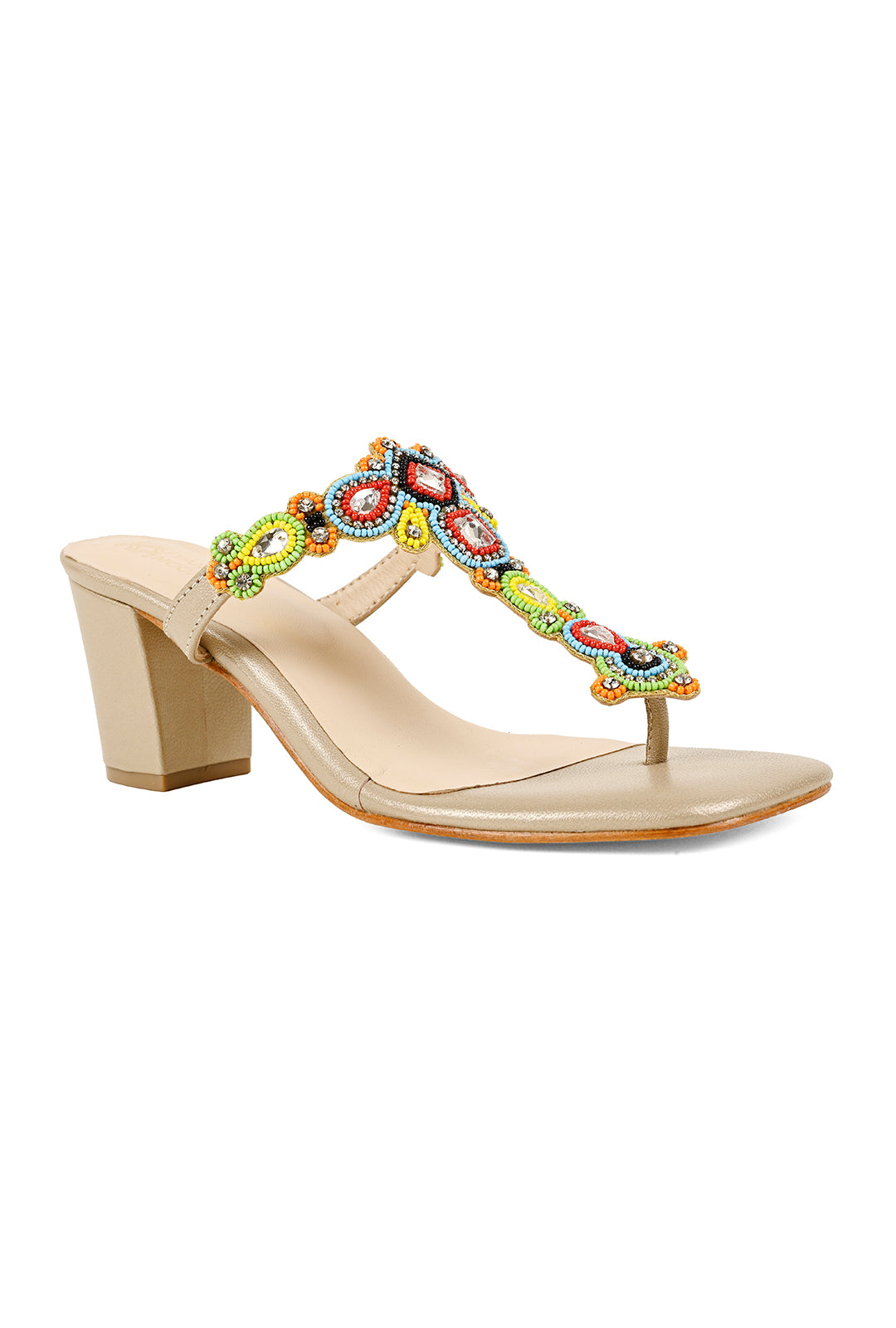 SAIRA - Embroidered Heeled Toe-posts | Vanilla Moon
