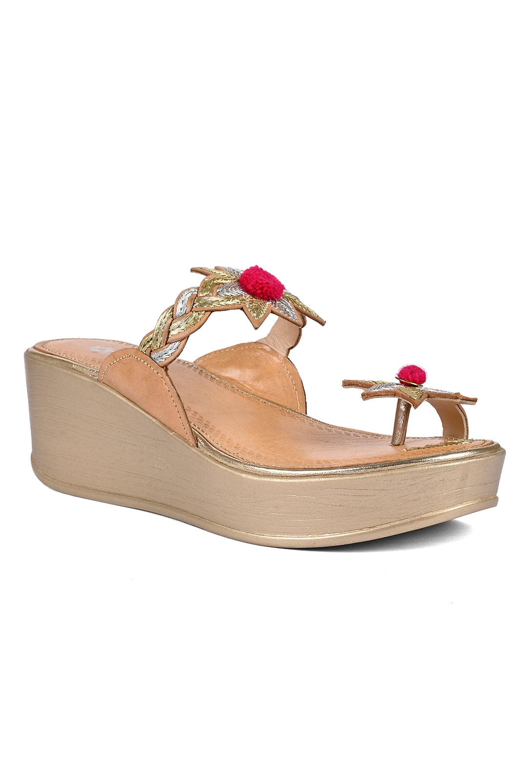 ZANA Toe-Ring Wedge Sandals in Fuchsia | Vanilla Moon